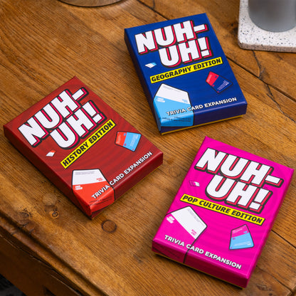 Nuh-Uh! Trivia Card Game + All Expansions – Be Amazed
